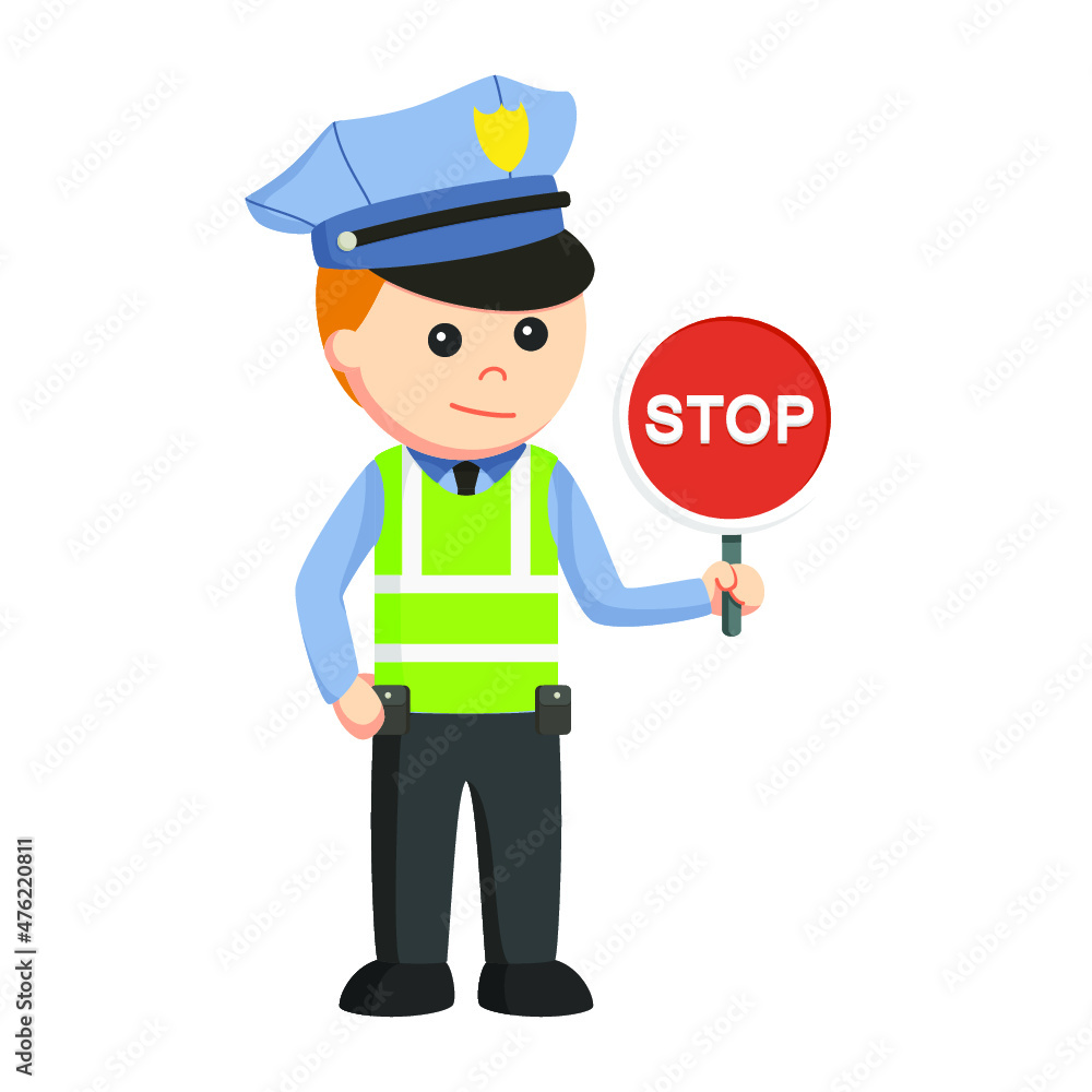 Traffic Police Go Sign stop design character on white background Stock ...