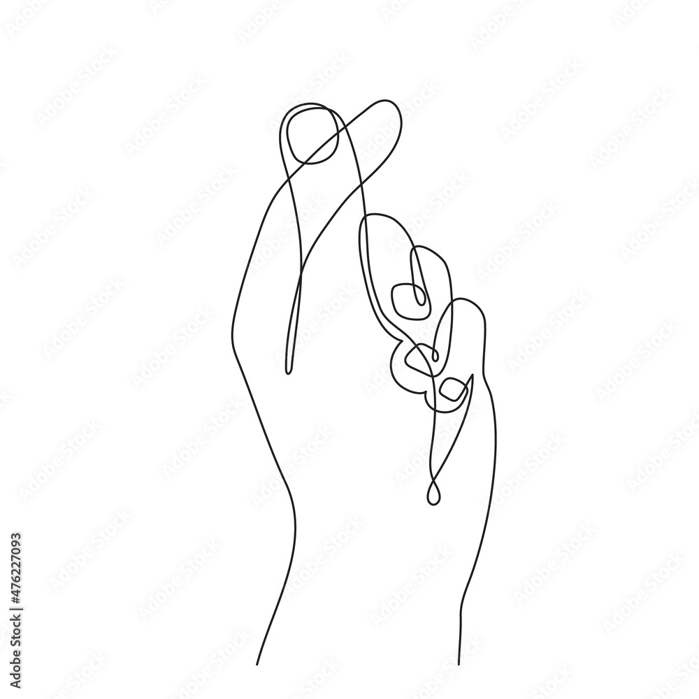 Hand Gesture One Line Art Continuous Contour Drawing Hand Drawn Flick Fingers Snap Sign