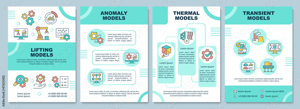 Digital twin models green brochure template. Modeling. Booklet print ...