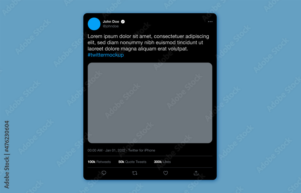 Twitter Post or Tweet Mockup With Editable Text. Vector Twitter Media ...