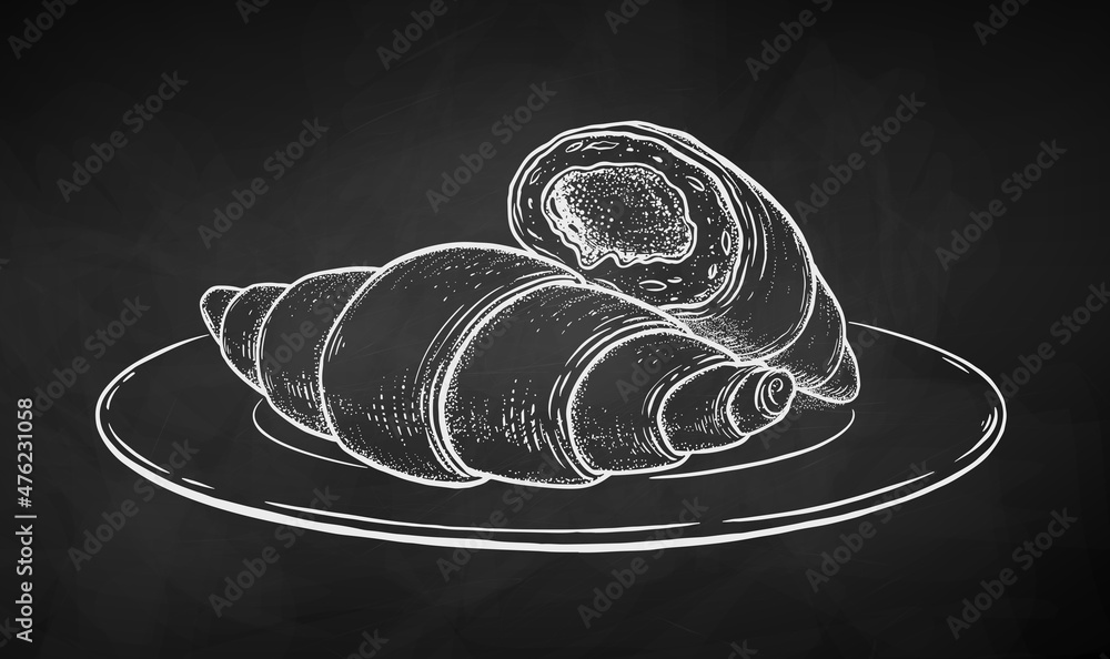 Vector chalk illustration set of Croissants Stock Vector | Adobe Stock