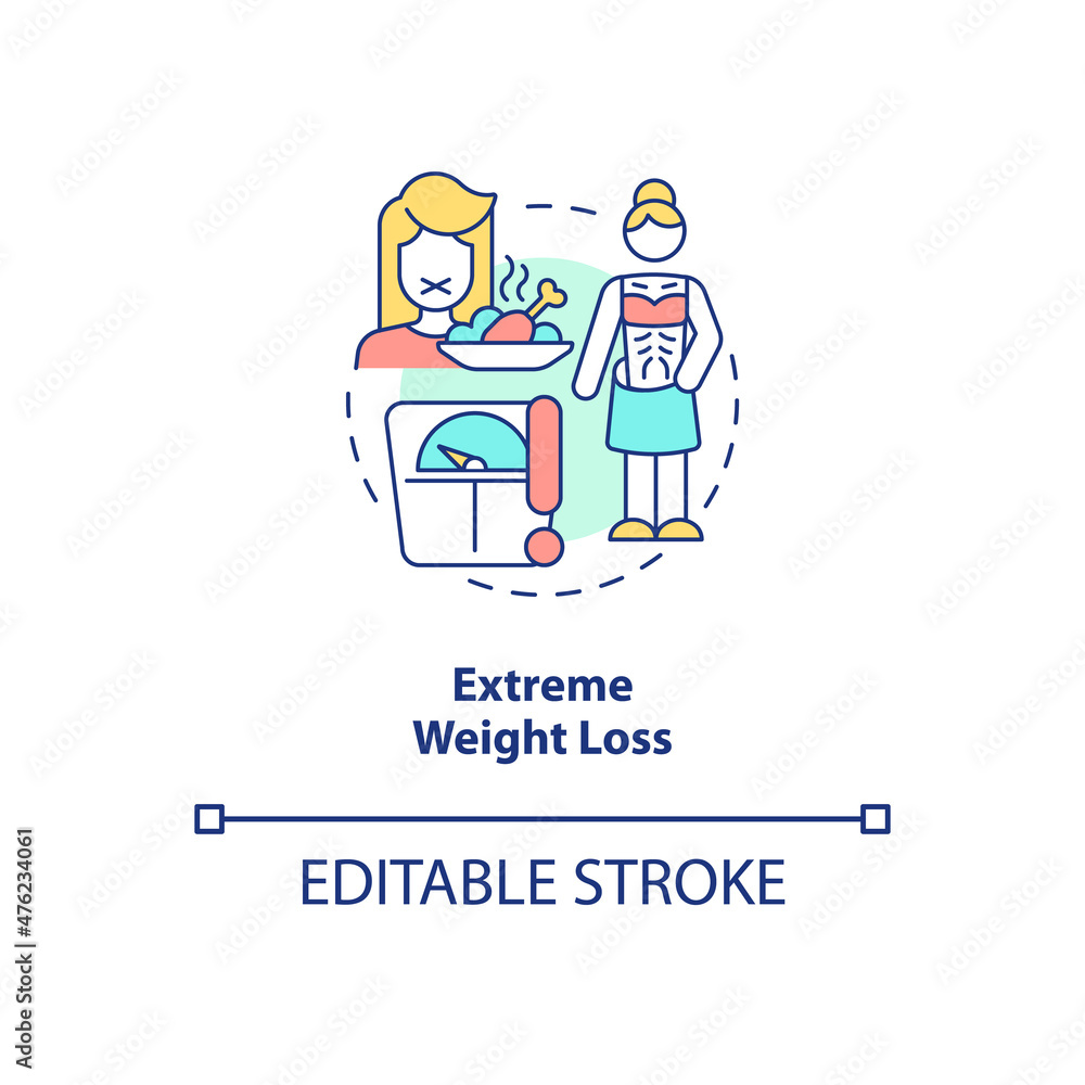 Extreme weight loss concept icon. Food intake refusal. Anorexia ...