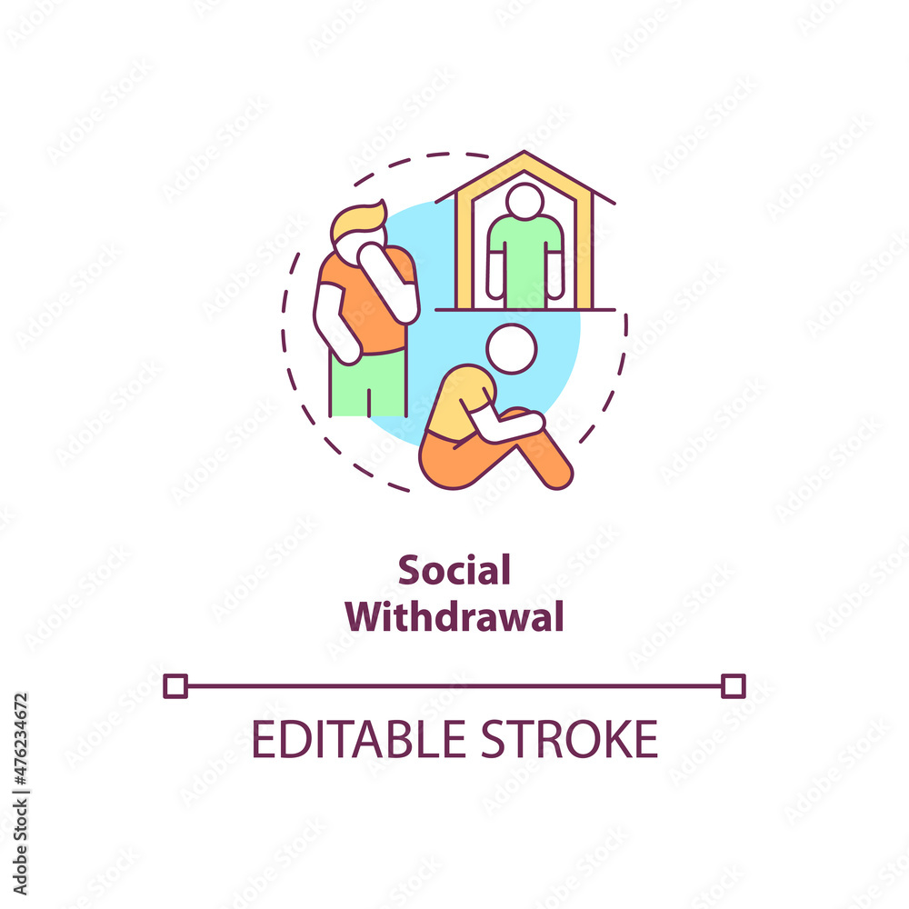 Social withdrawal concept icon. Avoid contacting with people. Isolation ...
