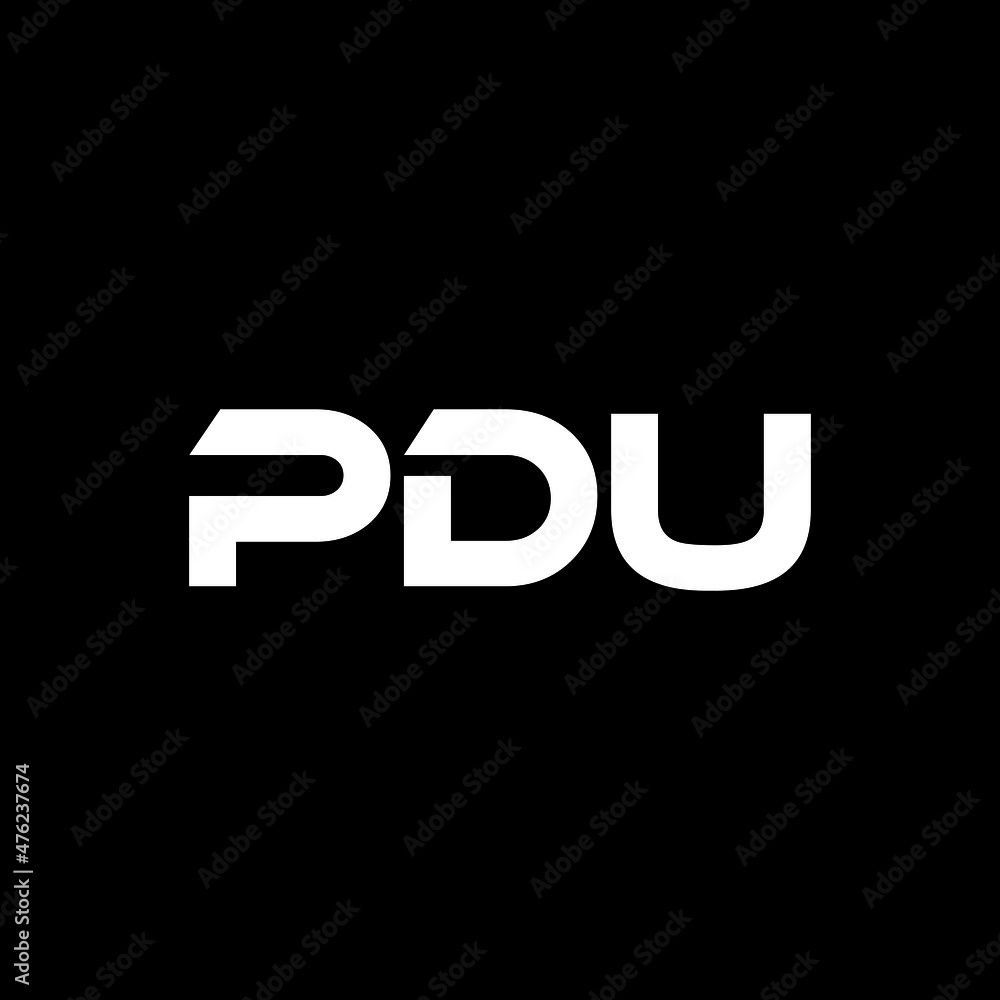 PDU letter logo design with black background in illustrator, vector ...