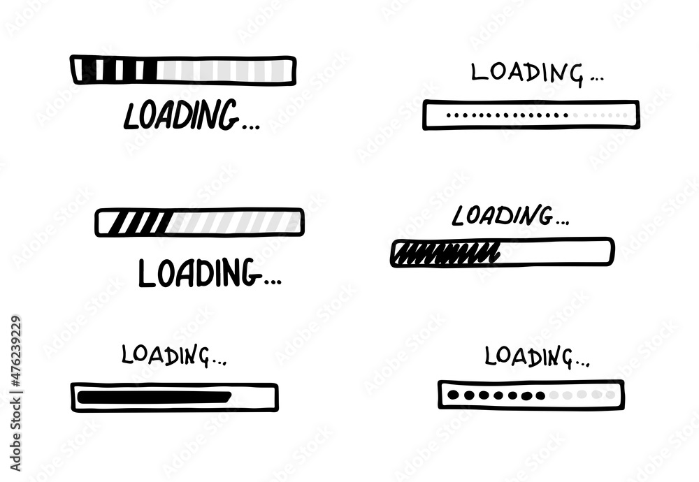 Loading bar doodle icon. Progress loading bar. Hand drawn sketch ...