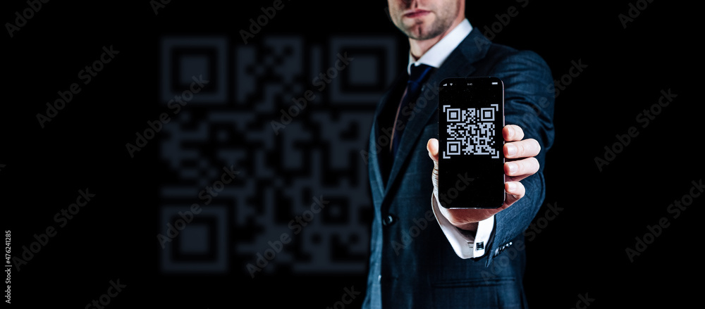Qr code mobile. Digital mobile smart phone with qr code scanner on ...