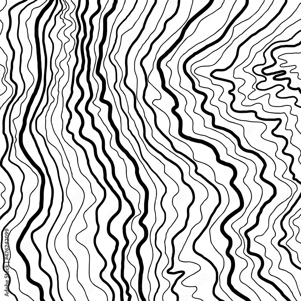 Wave lines pattern. Black hand drawn wavy lines isolated on white ...