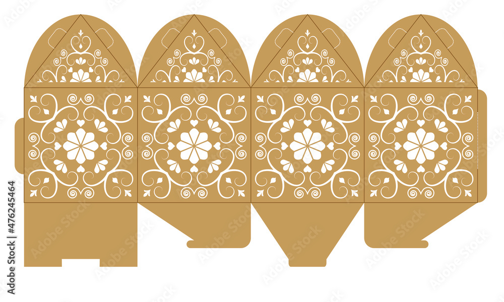 Mandala patterned box. Ethnic decorative elements. Box template. Gift ...