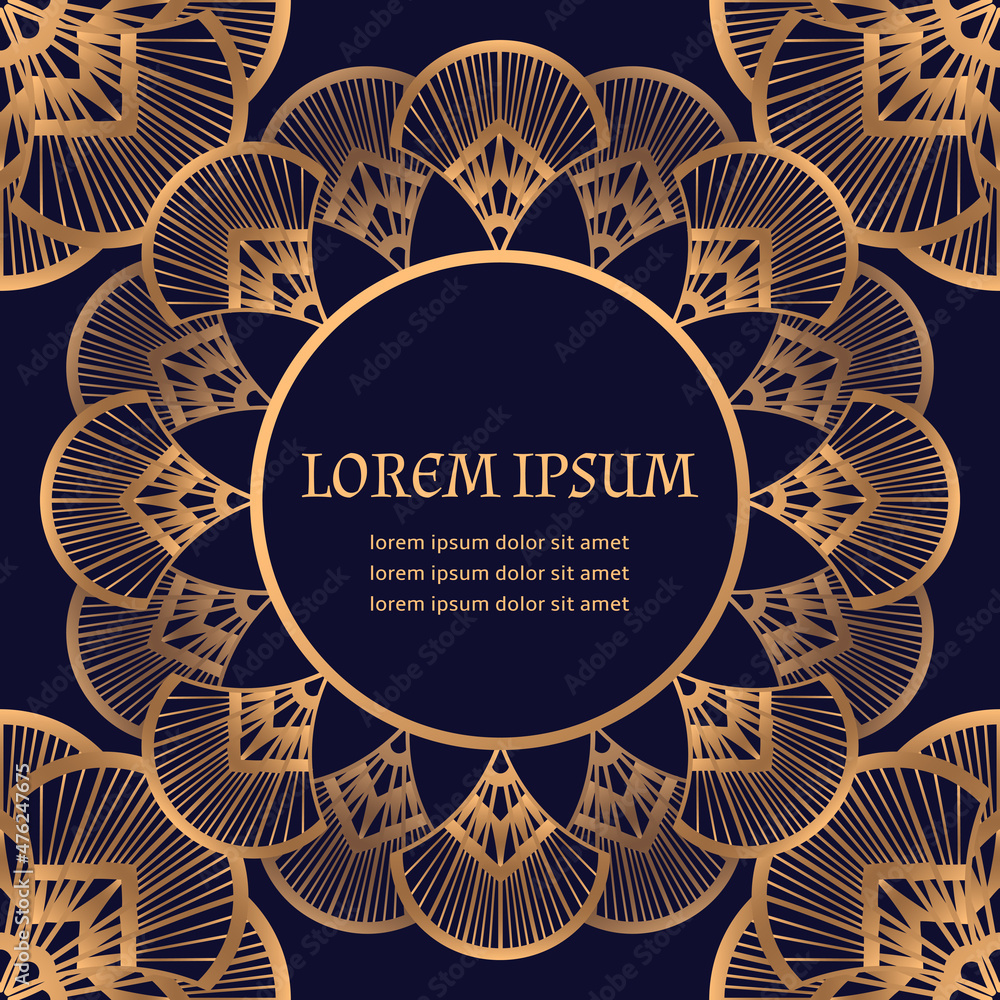 Art deco invite party template vector. Luxury vintage 1920s motif gold ...