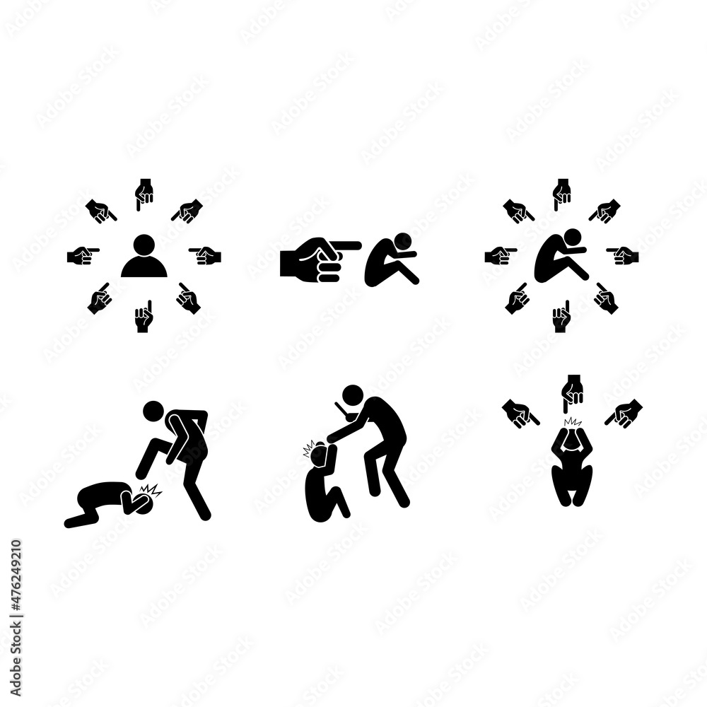 Collection Social bullying icon. Harassment, social abuse and violence ...