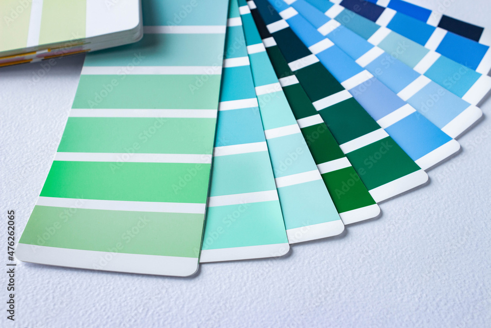 Color guide displaying a range of hues for use in interior design and ...