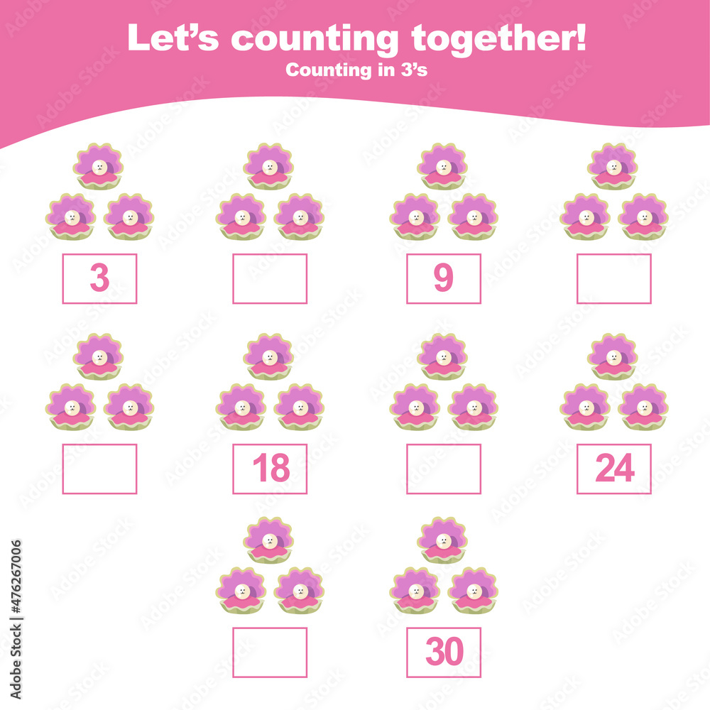 Counting the sea animals for Preschool Children. Math worksheet with ...