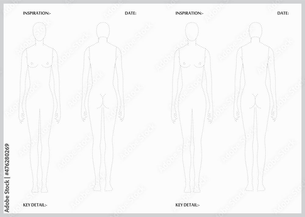 Fashion template women. 9 head size for technical drawing. lady figure ...