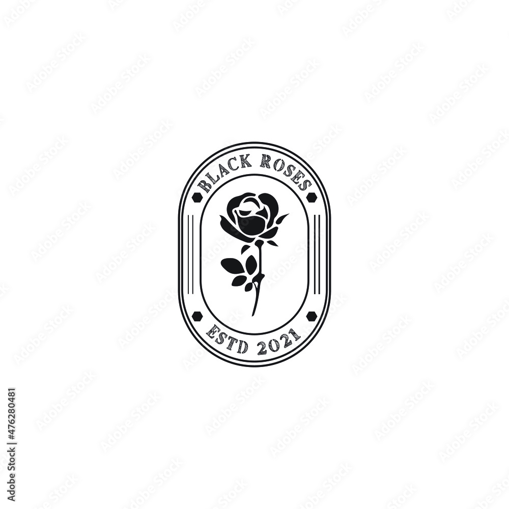 free black roses as logos, symbols, emblems, badges and more Stock ...