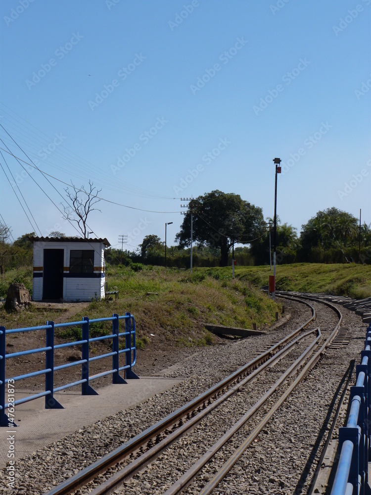 Railway track on the Zimbabwean side of Victoria Falls Bridge between ...