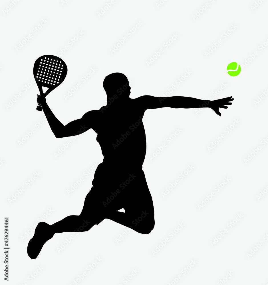 Padel tennis icon set in black and white as a man Paddle Padel tennis ...