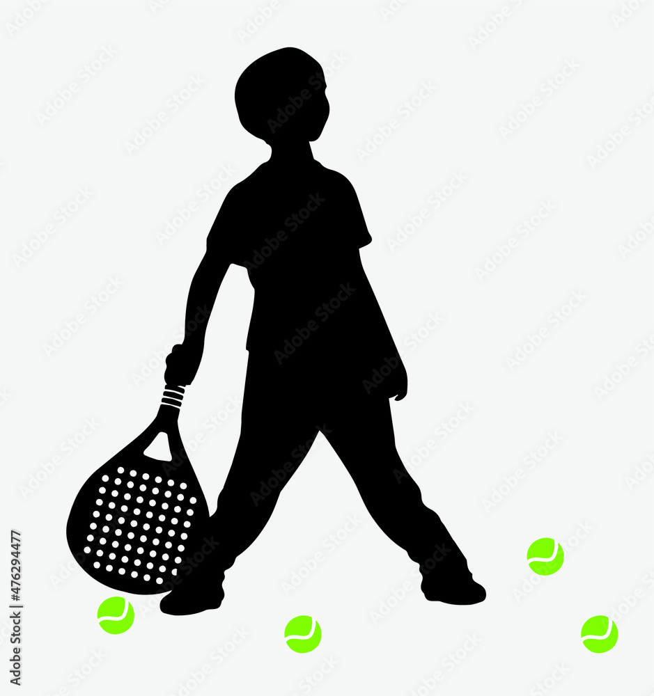 Vecteur Stock kid Tennis padel Player Icon Illustration. Paddle Sport ...