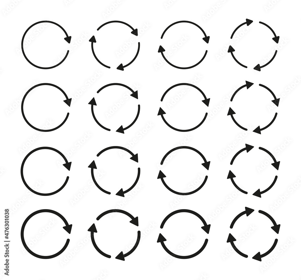 Set of circle arrow vector icons. Recycling icon. Circular vector ...