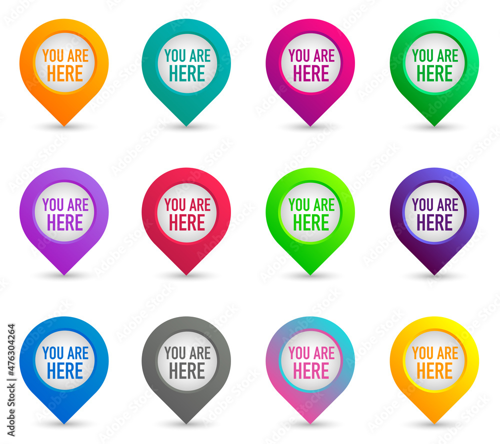 Are you here with map pointer. Vector illustration. Color location map ...