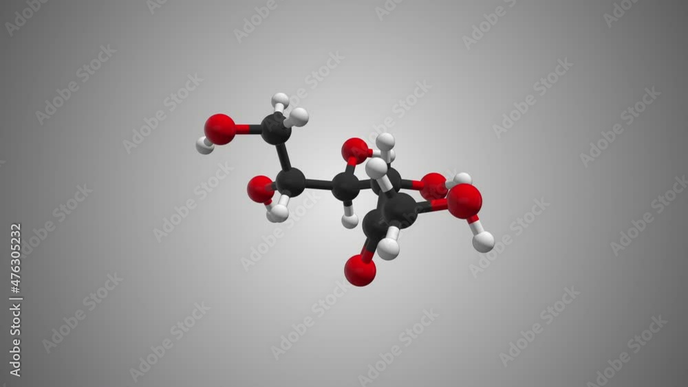 [+Green Screen] Fructose molecule illustration in 360 degree. The ...