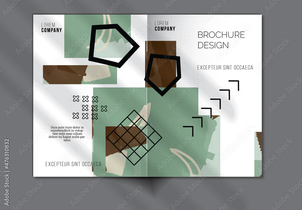 Brochure Cover Layout Geometric Shapes and Abstract Bright Rectangles ...