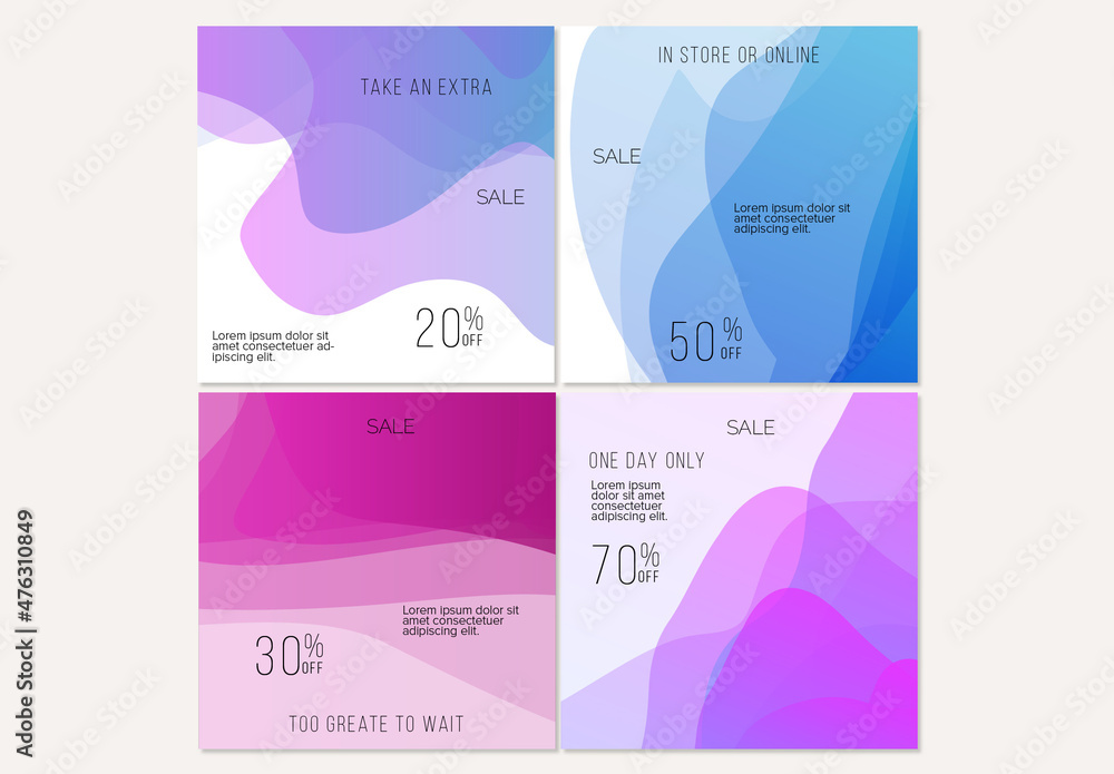 Social Media Post Layout with Transparent Overlapping Gradient Waves ...