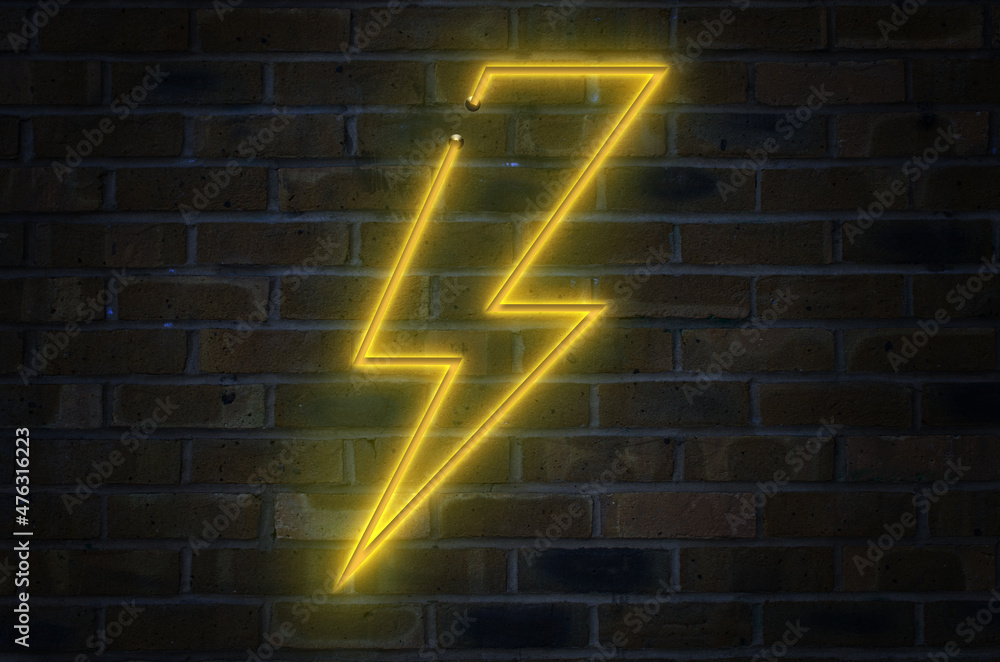 lightning bolt neon sign Stock Photo | Adobe Stock