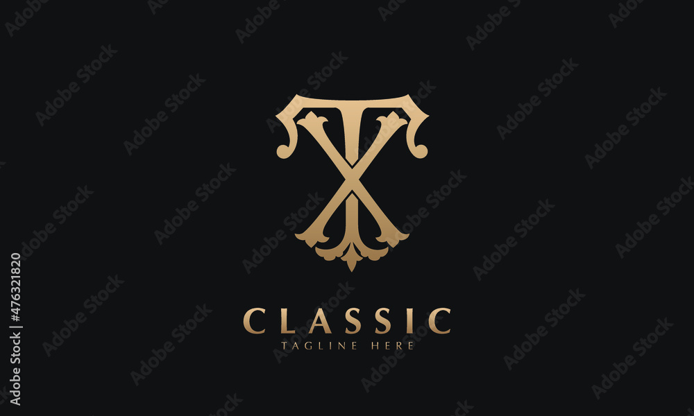 Alphabet TX or XT illustration monogram vector logo template in silver ...