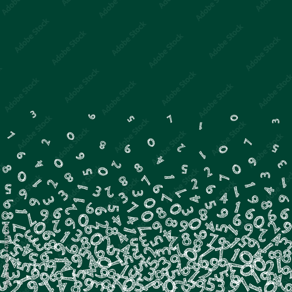 Falling sketch chalk numbers. Math study concept with flying digits ...