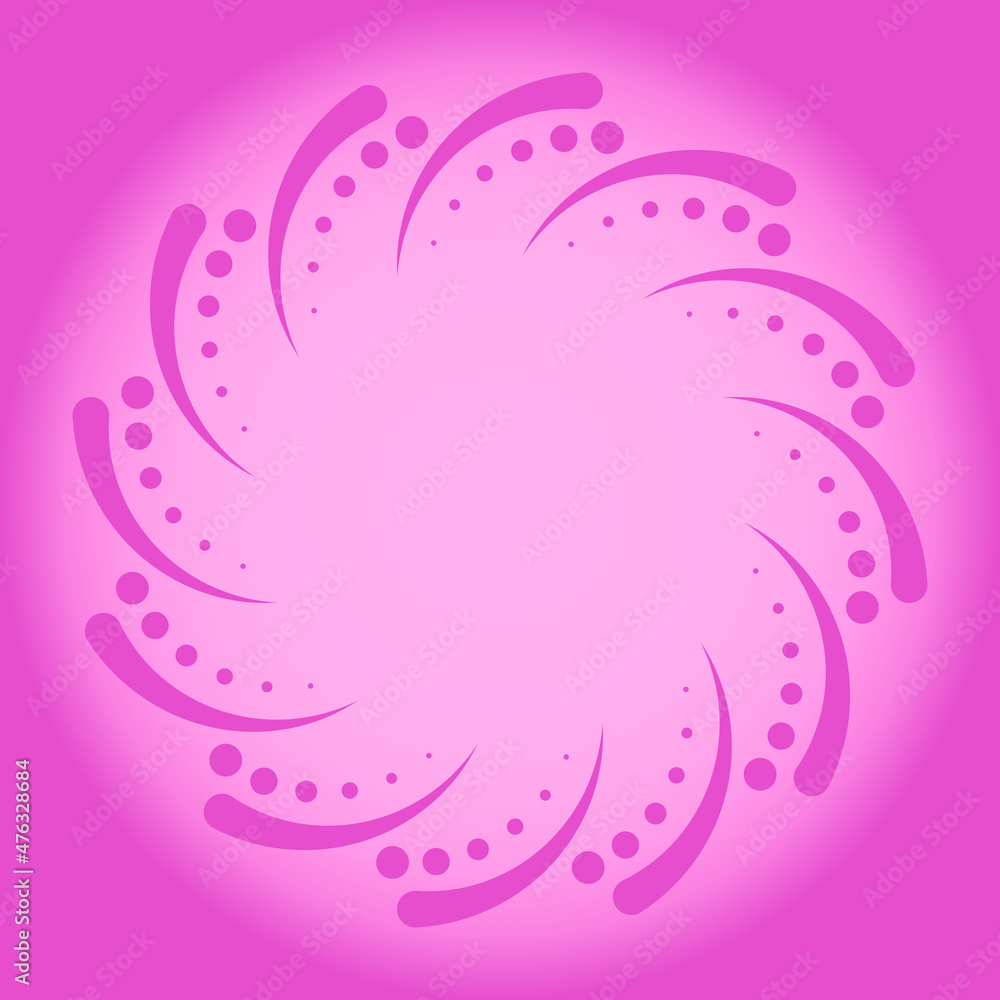 Pink vector curved stripes in circle form. Halftone dots. Trendy design ...