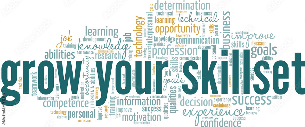 Grow Your Skill Set conceptual vector illustration word cloud isolated ...