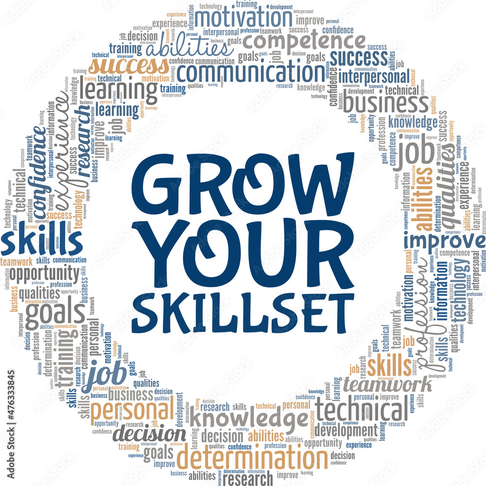 Grow Your Skill Set conceptual vector illustration word cloud isolated ...