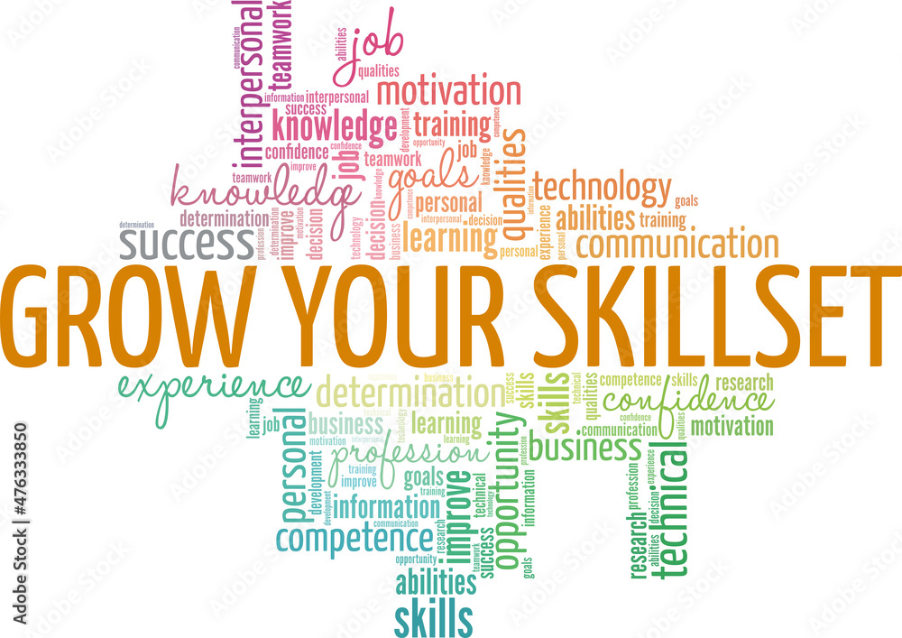 Grow Your Skill Set conceptual vector illustration word cloud isolated ...