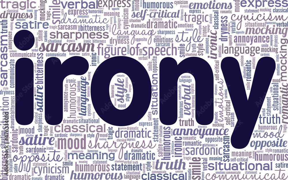 Irony conceptual vector illustration word cloud isolated on white ...