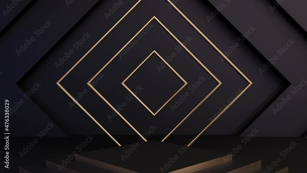 Animated Backdrop stage podium. Realistic clean 3d rendering with gold ...