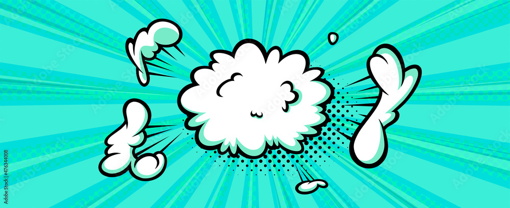 Surprising boom cloud in halftone background for sales and promotions ...