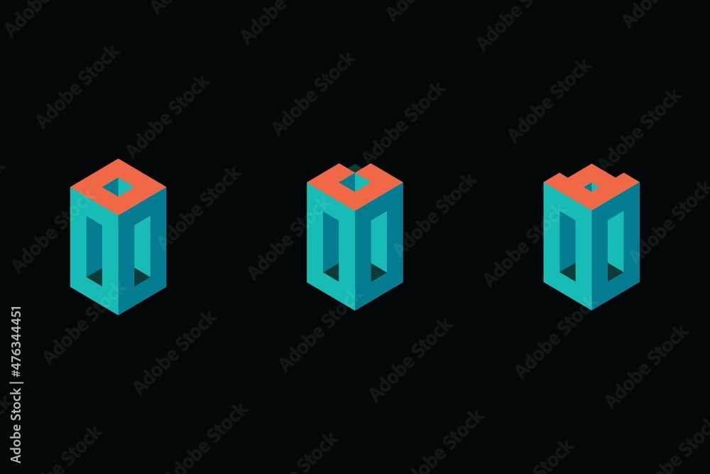 Modern logo set of 3 Dimensional letter O. Three beautiful illustration ...