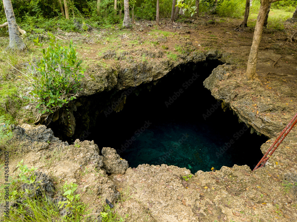 Cabagnow Cave, in Anda, Bohol, Philippines. A collapsed limestone ...