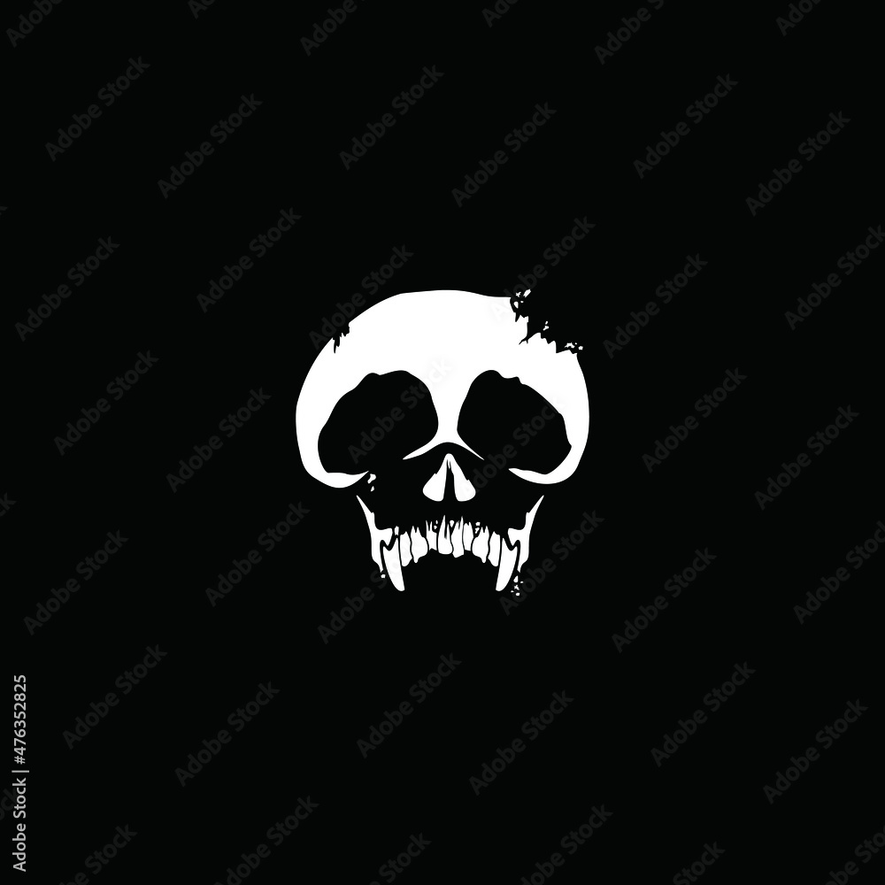 Illustration of a simple silhouette skull skull with sharp teeth and ...