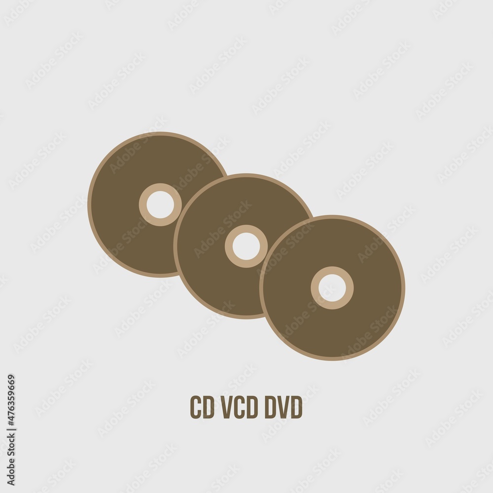 CD VCD DVD Disc symbols vector design. Compact disc cassette icon ...