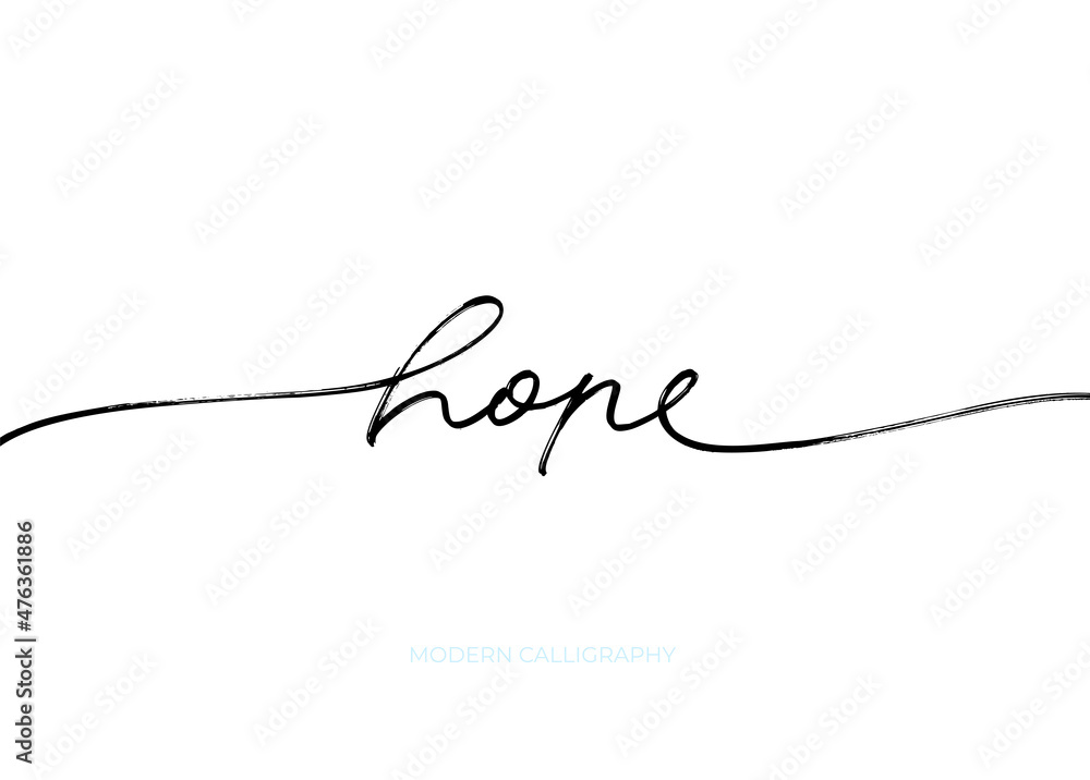 Word hope, line calligraphy with swashes. Modern lettering concept ...