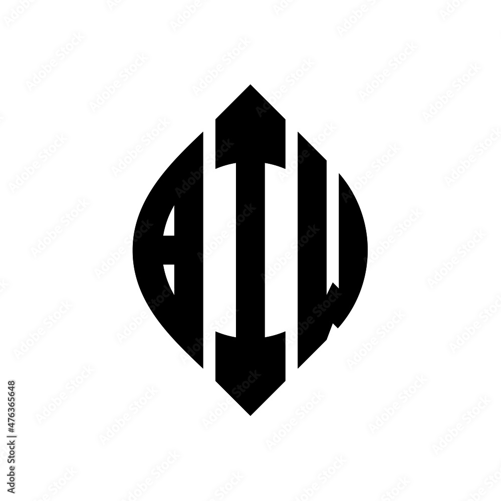 BIW circle letter logo design with circle and ellipse shape. BIW ...