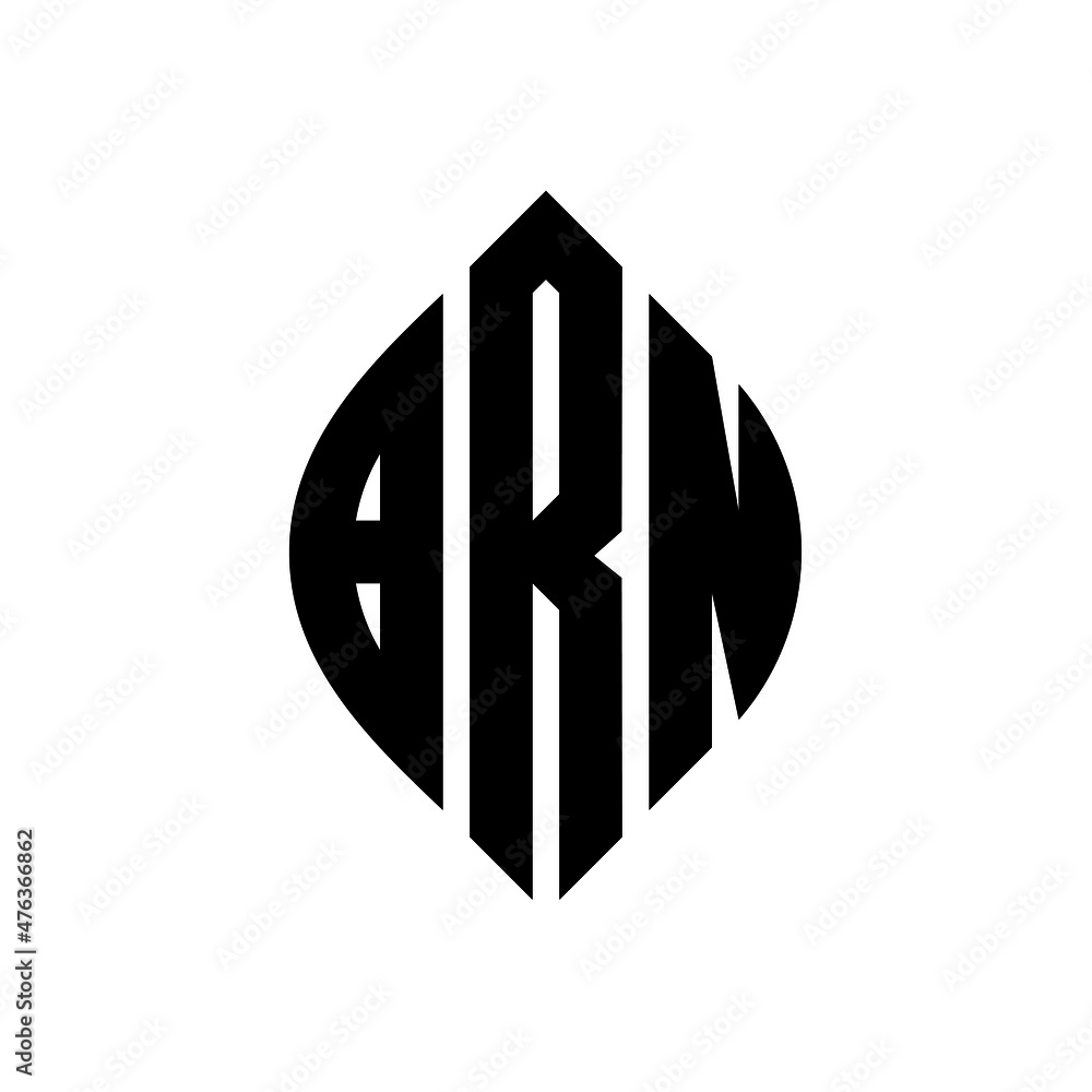 BRN circle letter logo design with circle and ellipse shape. BRN ...