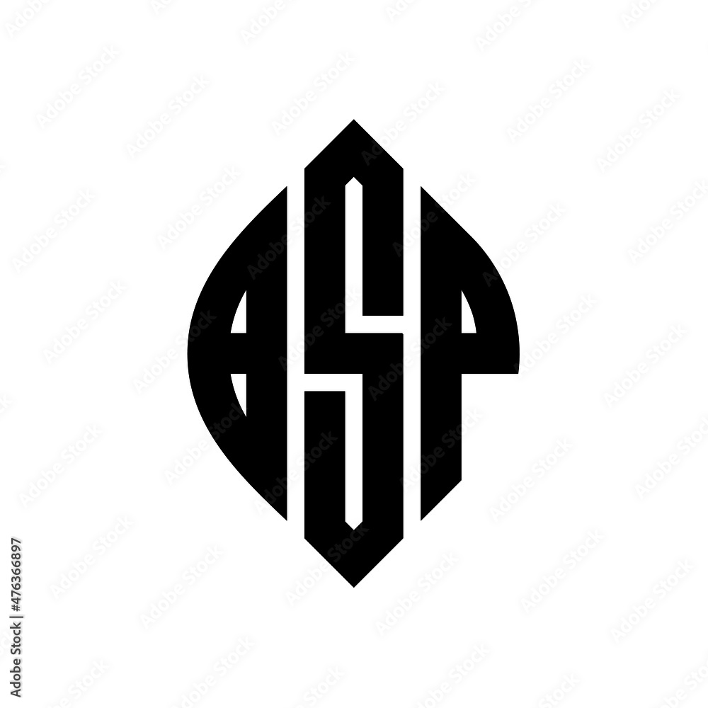 BSP circle letter logo design with circle and ellipse shape. BSP ...