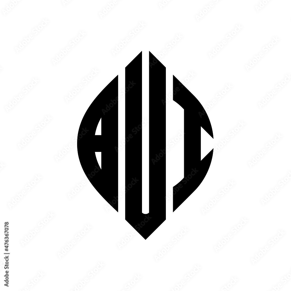 BUI circle letter logo design with circle and ellipse shape. BUI ...
