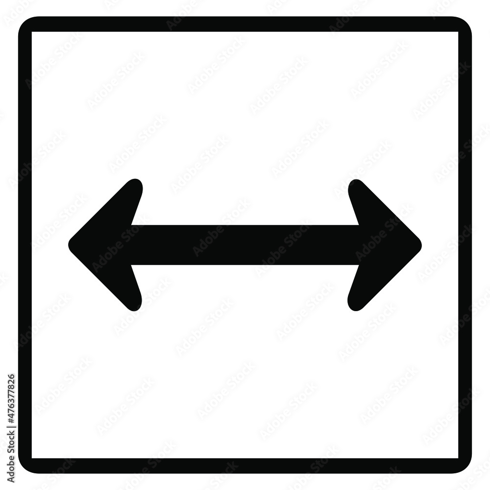 Double arrow icon, two side simple icon vector, Arrow icon in square ...
