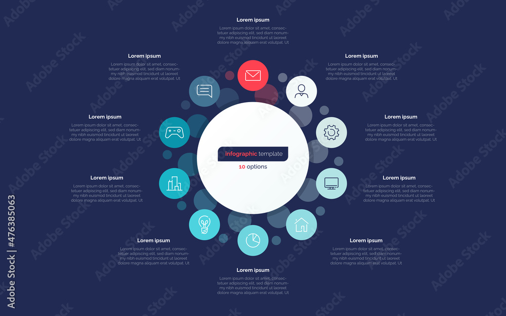 Ten option circle infographic design template. Vector illustration ...