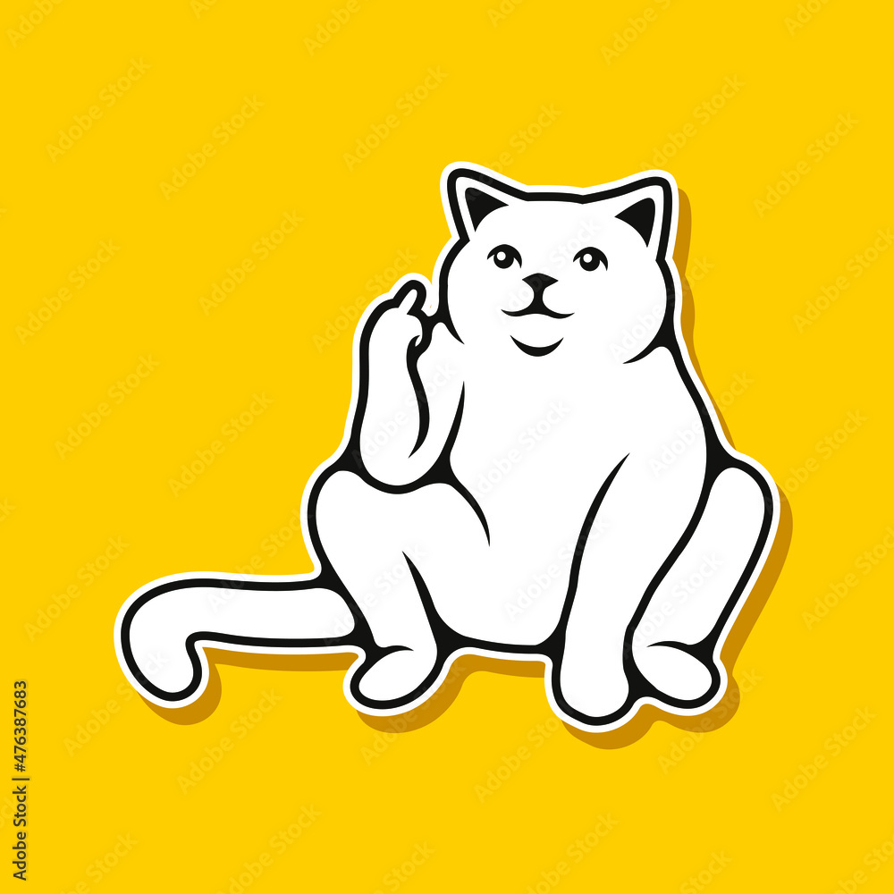 Cute Cat Kitten Make A Middle Finger Symbol - Vector Stock Vector ...