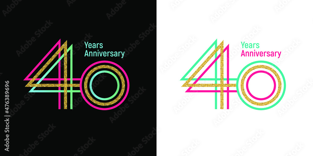 Elegant 40th anniversary logo template made from bright ribbons. Option ...