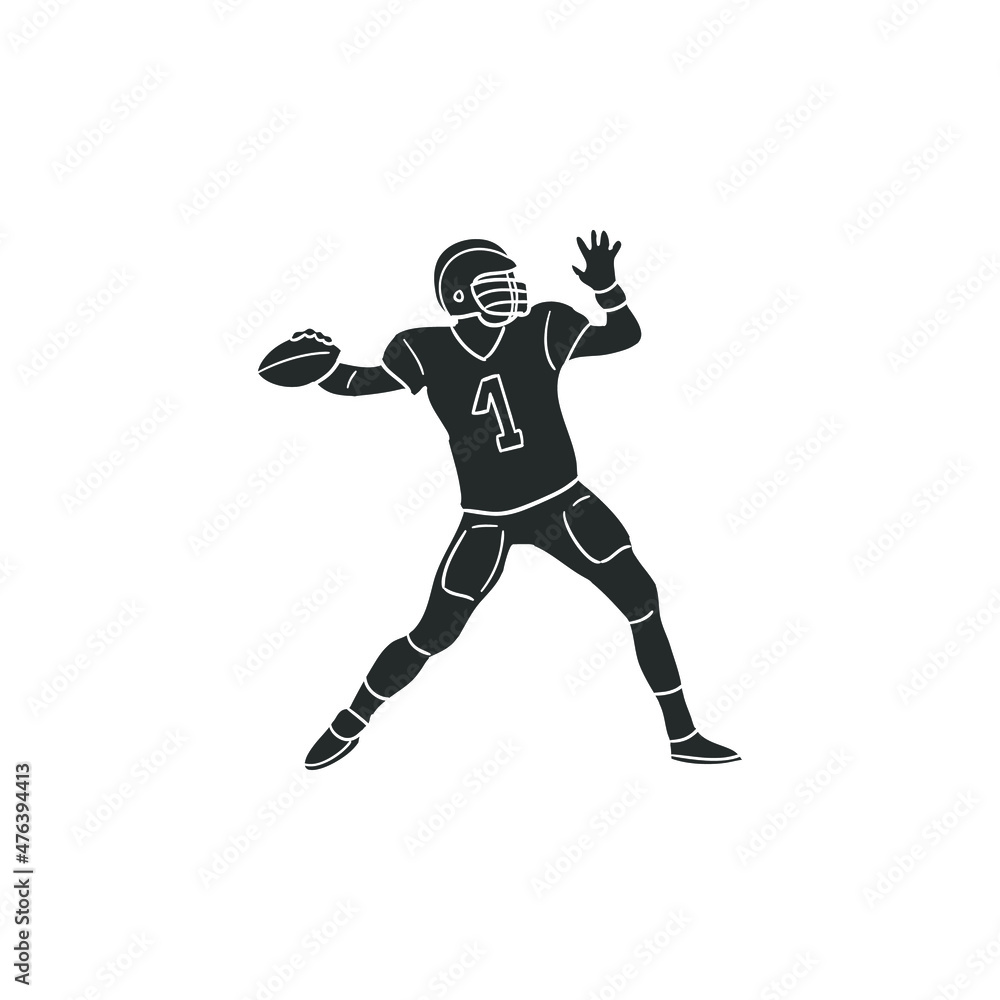 Quarterback Icon Silhouette Illustration. Man Throw Ball Vector Graphic ...